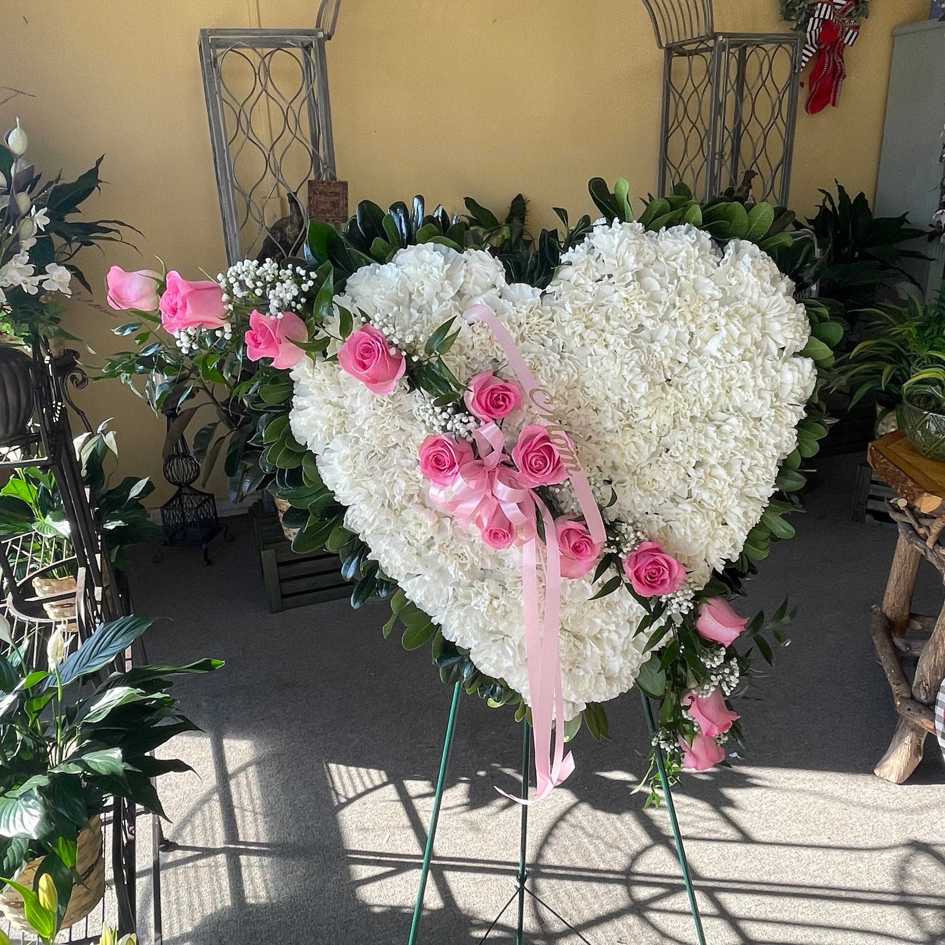 Funeral Heart with Rose Crossing – Kings Flowers